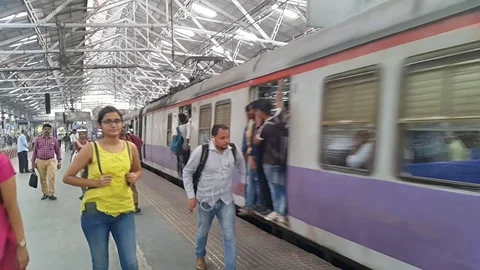 Mumbai Local Train Entering Into CST Sta... | Stock Video | Pond5