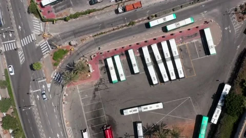 Municipal Bus terminal, Top down aerial ... | Stock Video | Pond5