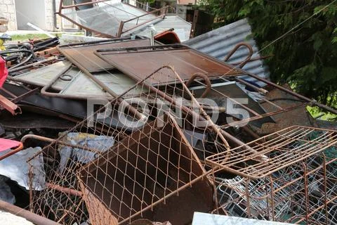Municipal dump of ferrous materials in the recycler for the collection ...