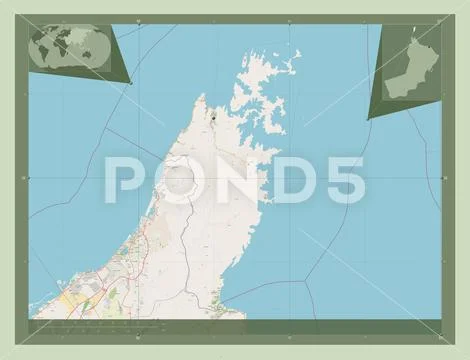 Musandam, Oman. Open Street Map. Locations of major cities of the ...