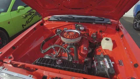 muscle car engine bay 4k | Stock Video | Pond5