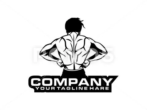 Muscular man back view logo: Graphic #159374901