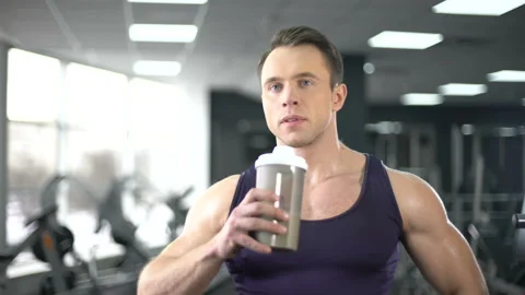 Drinking Protein Shake Stock Footage ~ Royalty Free Stock Videos | Pond5