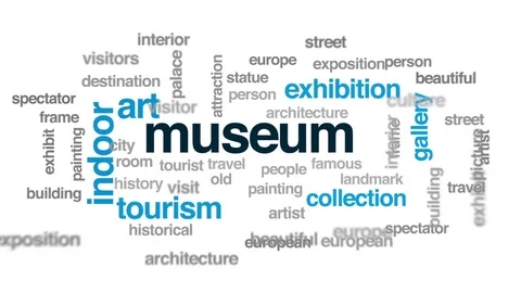 Museum animated word cloud, text design ... | Stock Video | Pond5