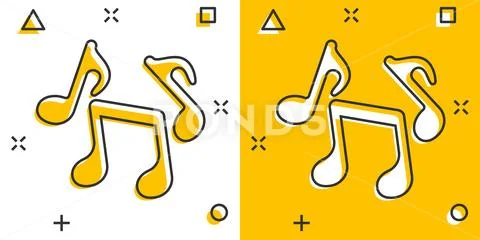 Music note icon in comic style. Song cartoon vector illustration on ...