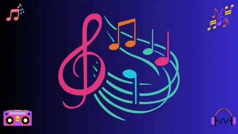 Music Notes 4k animation video clip | Stock Video | Pond5