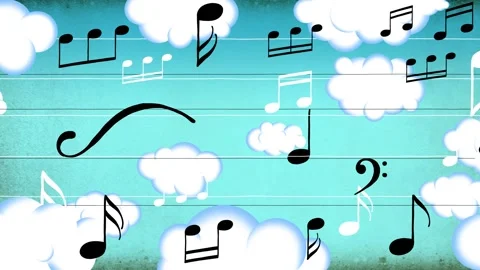 Music notes in the clouds and sky backgr... | Stock Video | Pond5