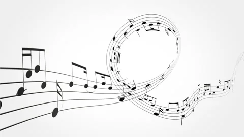 Music notes flowing curly on white backg... | Stock Video | Pond5
