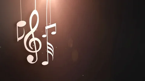 Music notes flowing hanging on strings a... | Stock Video | Pond5