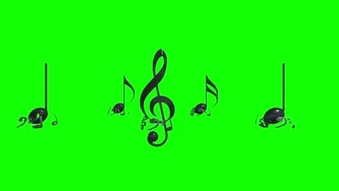 Music Notes Spinning on Green Screen 03 | Stock Video | Pond5