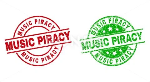 MUSIC PIRACY Round Watermarks Using Grunged Texture ~ Clip Art #151478095