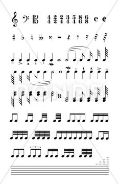 Music signs and note stave isolated on white Illustration #60801728