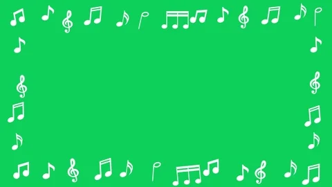 Music symbols decorative frame on green ... | Stock Video | Pond5