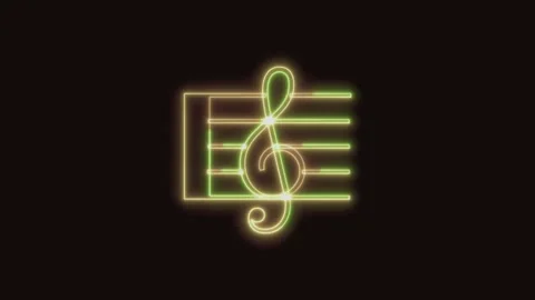 Musical Notes Icon Neon Seamless Loop 4K... | Stock Video | Pond5
