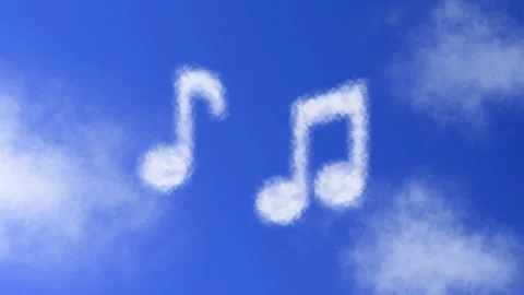 Musical Notes Symbol with Cloud Effects ... | Stock Video | Pond5