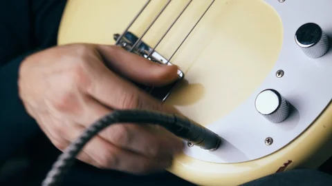 musician connects quarter-inch jack with... | Stock Video | Pond5