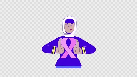 Muslim hijab woman holding pink ribbon a... | Stock Video | Pond5