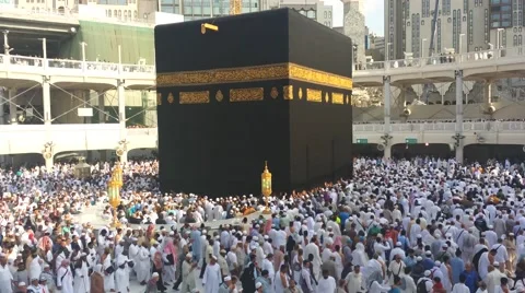 Muslim pilgrims circumambulate the Kaaba... | Stock Video | Pond5