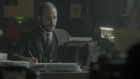 Mussolini at newspaper office alone, 191... | Stock Video | Pond5