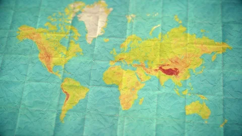 muted vintage colors world map - zoom in... | Stock Video | Pond5