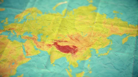 muted vintage colors world map - zoom in... | Stock Video | Pond5