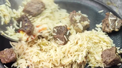 Mutton Biryani, Lamb Biryani, Goat Birya... | Stock Video | Pond5