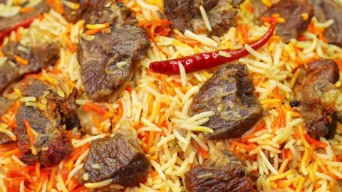 Mutton Biryani, Lamb Biryani, Goat Birya... | Stock Video | Pond5