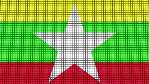 Myanmar Flag animated in pixel grid styl... | Stock Video | Pond5