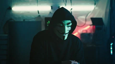 Mysterious cyber security hacker in hood... | Stock Video | Pond5