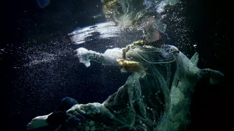 mysterious figure of princess floating u... | Stock Video | Pond5