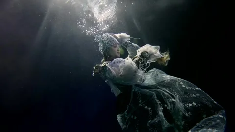 mysterious undersea princess in gorgeous... | Stock Video | Pond5
