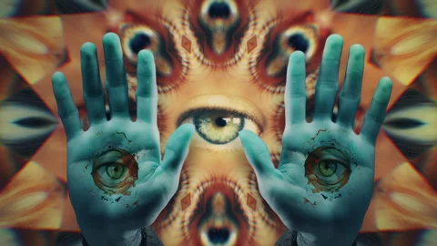 Mystic Palm Hands Eyes Hypnotic Stare Cr... | Stock Video | Pond5