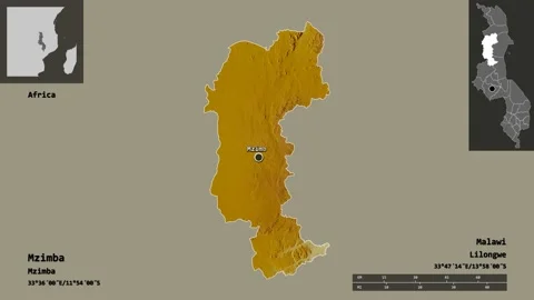 Mzimba location. Malawi. Relief map | Stock Video | Pond5