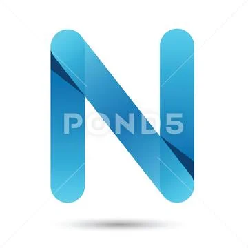 N font vector with blue color on White background, Futuristic font ...