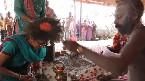 Naga Sadhu Blessings money, Maha Kumbh M... | Stock Video | Pond5