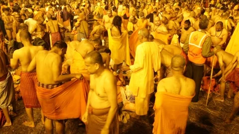 Naga Sadhu From Juna Akhara Going To Bat... | Stock Video | Pond5