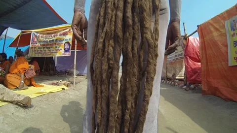 Naga Sadhu with long dreadlocks, Maha Ku... | Stock Video | Pond5