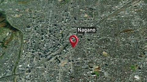 Nagano City Map Zoom (Japan) from Space ... | Stock Video | Pond5