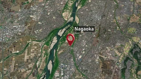 Nagaoka City Map Zoom (Japan) from Space... | Stock Video | Pond5
