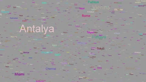 Names of Cities, Cities of the World, 4K | Stock Video | Pond5