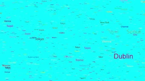 Names of Cities, Cities of the World, 4K | Stock Video | Pond5