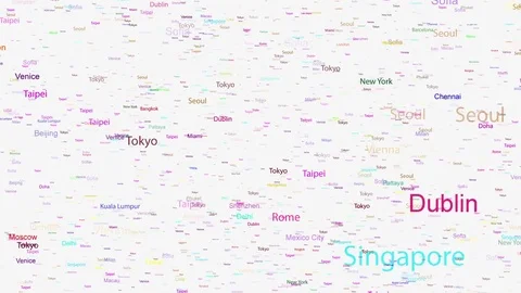 Names of Cities, Cities of the World, 4K | Stock Video | Pond5