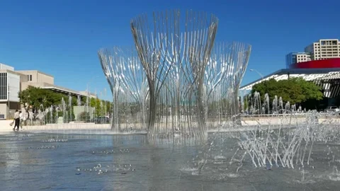 Nancy Best Fountain in Klyde Warren Park... | Stock Video | Pond5