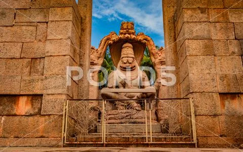 Photograph: Narasimha lakshmi temple hampi antique stone art close up ...