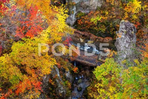 Naruko Gorge valley with rail tunnel in Miyagi Tohoku Japan Stock Photo ...