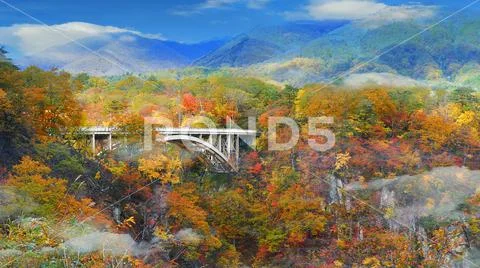 Naruko Gorge valley with rail tunnel in Miyagi Tohoku Japan ~ Hi Res ...