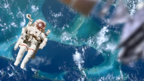 NASA Astronaut Gravitating Around Planet... | Stock Video | Pond5