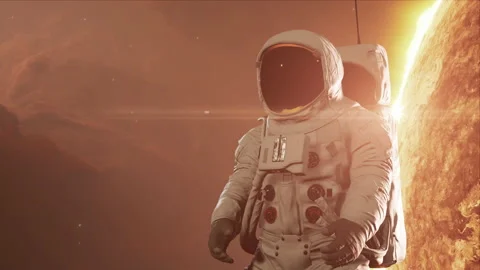 Nasa Astronaut with Sun Solar Flares in ... | Stock Video | Pond5