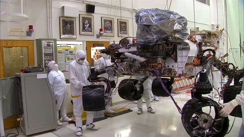 NASA scientists work in the lab to build... | Stock Video | Pond5