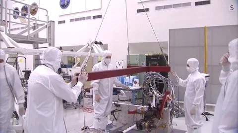 NASA scientists work in the lab to mount... | Stock Video | Pond5